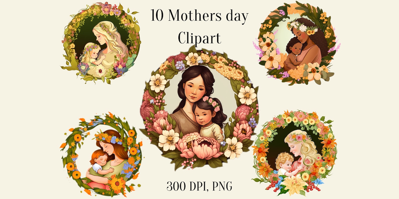 10 Mothers Day Clipart, Watercolor Mothers Day Clip Art, Clipart Bundle ...