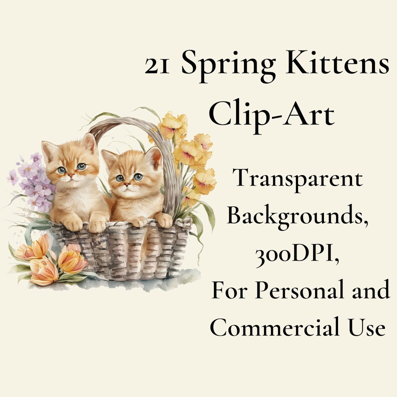 Watercolor Floral Cats Clipart Bundle, Watercolor Clipart Kittens ...