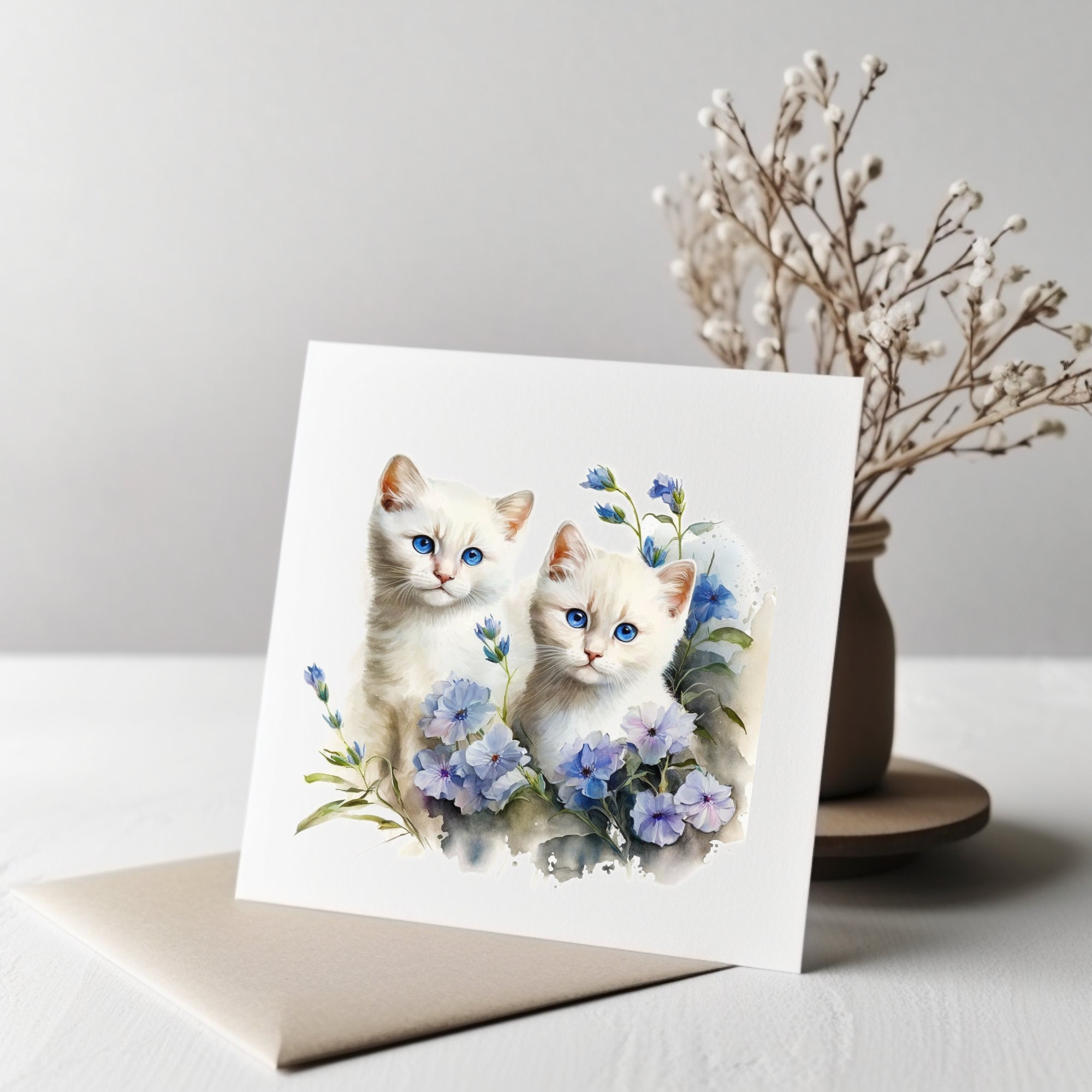 Watercolor Floral Cats Clipart Bundle, Watercolor Clipart Kittens ...