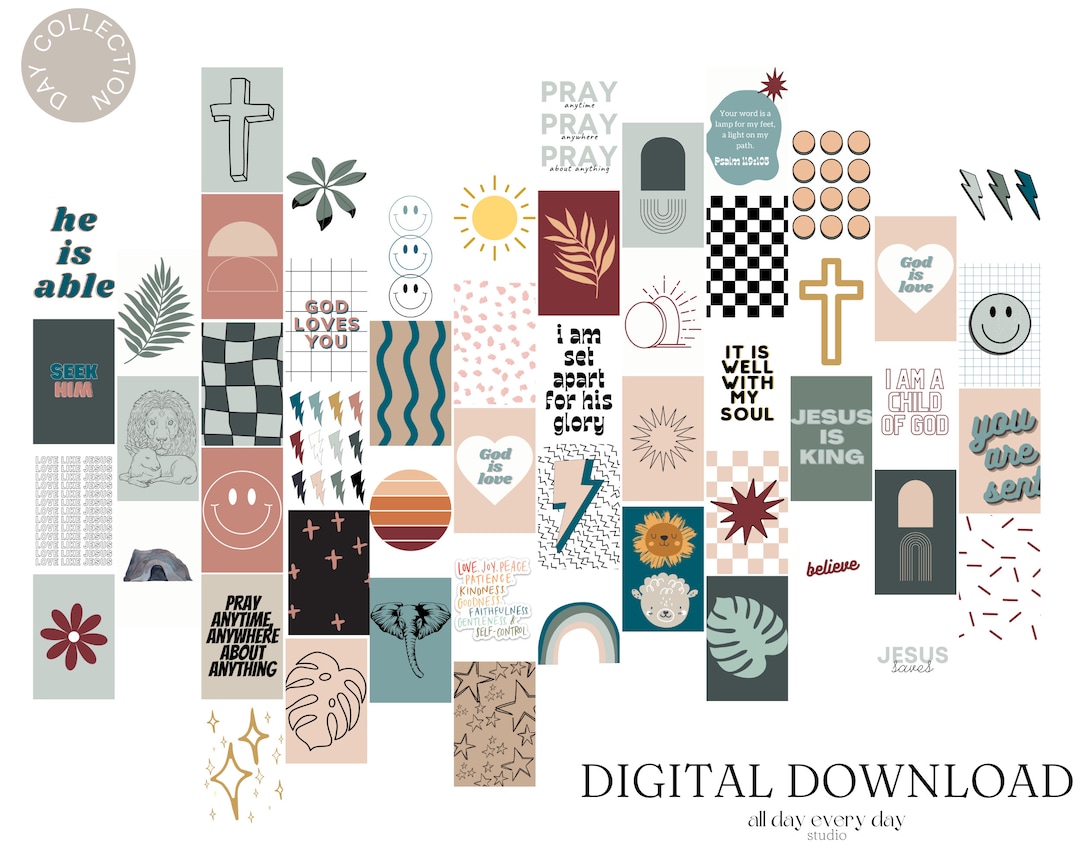 Spiritual Serenity: Christian Collage Kit-set of 50 Digital Prints ...