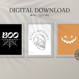 Spooktacular Halloween Digital Print Set of 3: Pumpkin Face, Stay ...