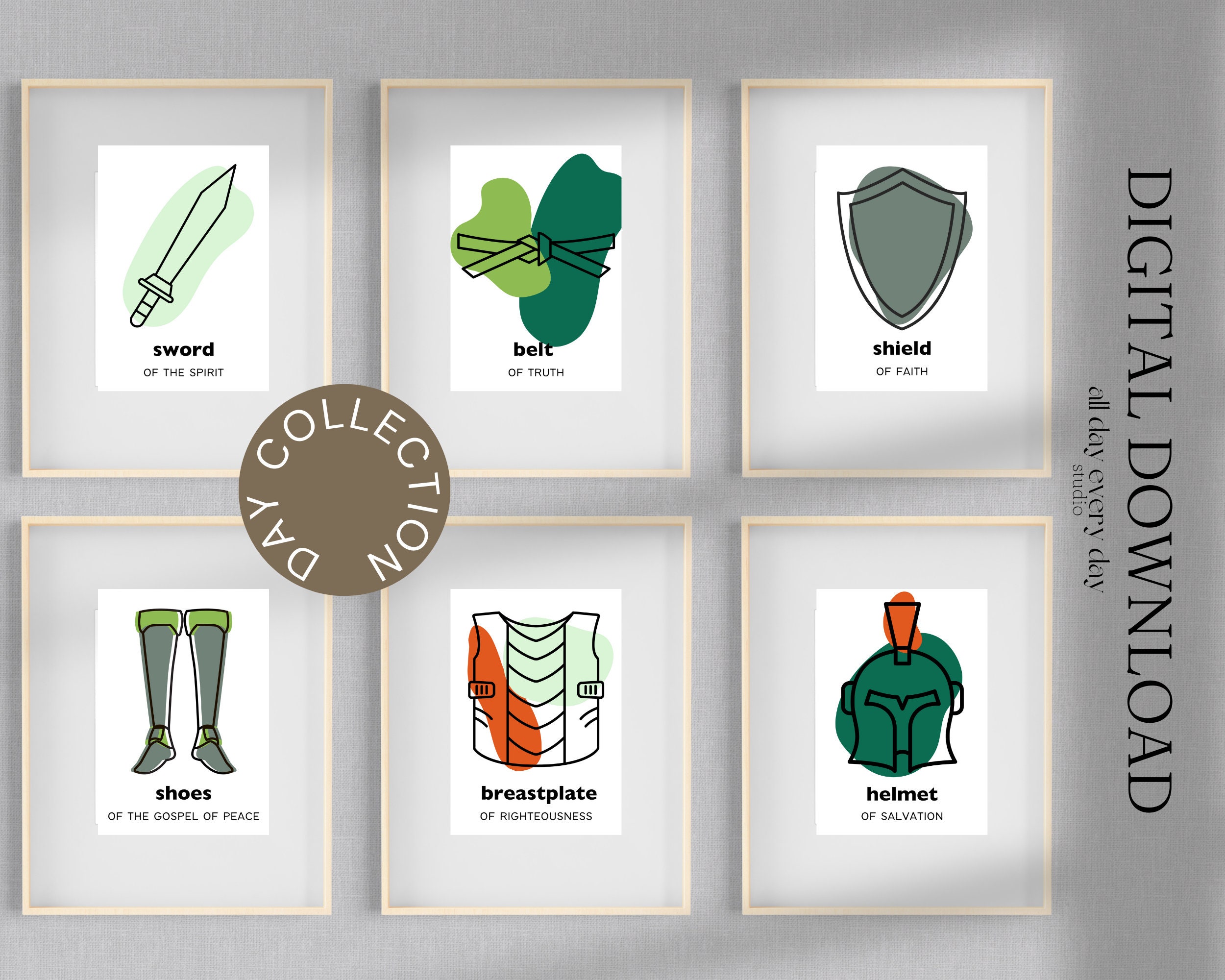 Divine Defense: Armor of God Set of 6 Digital Print | Minimalist ...