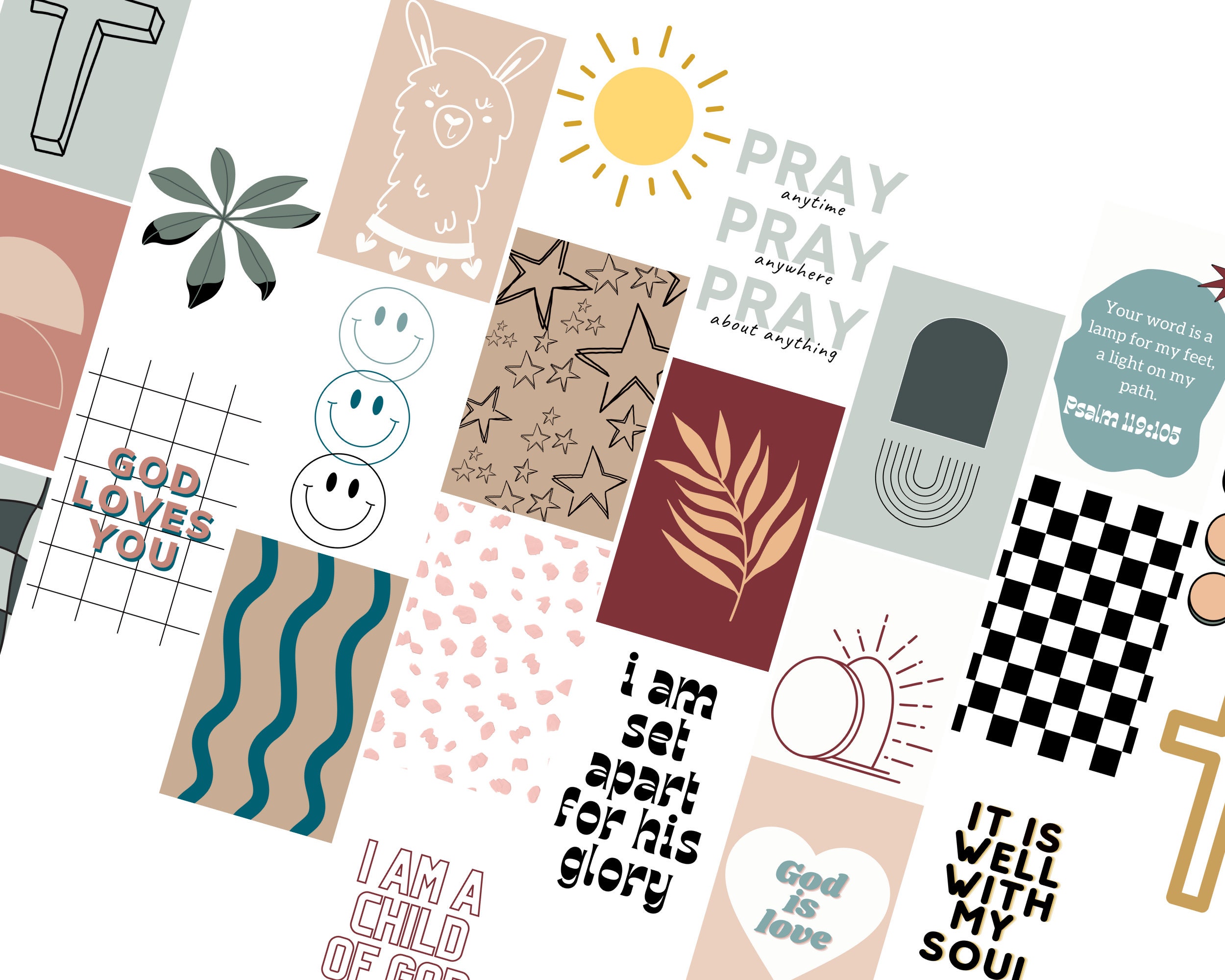 Spiritual Serenity: Christian Collage Kit-set of 50 Digital Prints ...