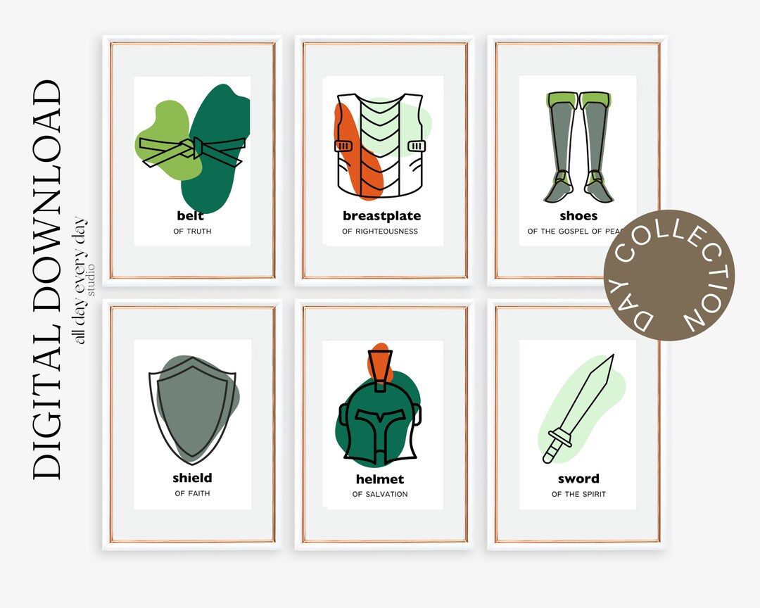 Divine Defense: Armor of God Set of 6 Digital Print | Minimalist ...