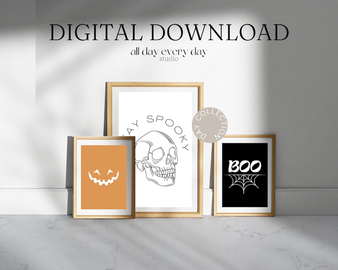 Spooktacular Halloween Digital Print Set of 3: Pumpkin Face, Stay ...