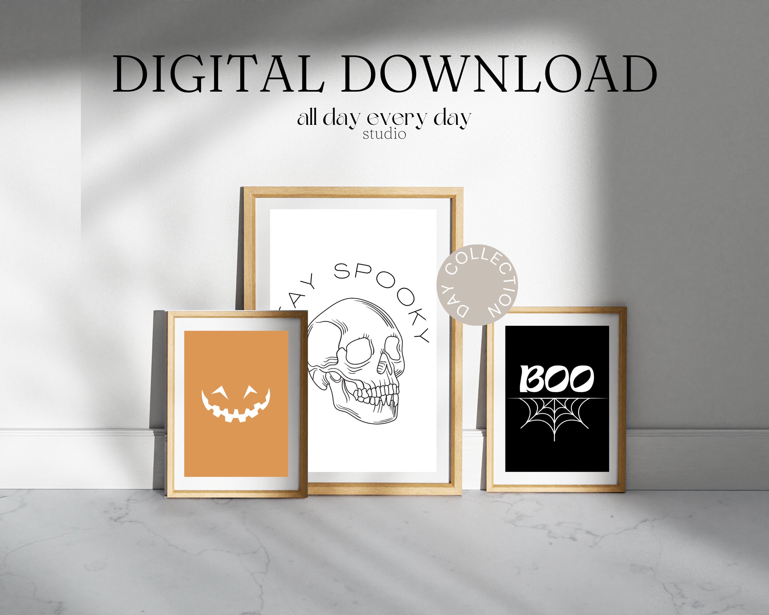 Spooktacular Halloween Digital Print Set of 3: Pumpkin Face, Stay ...