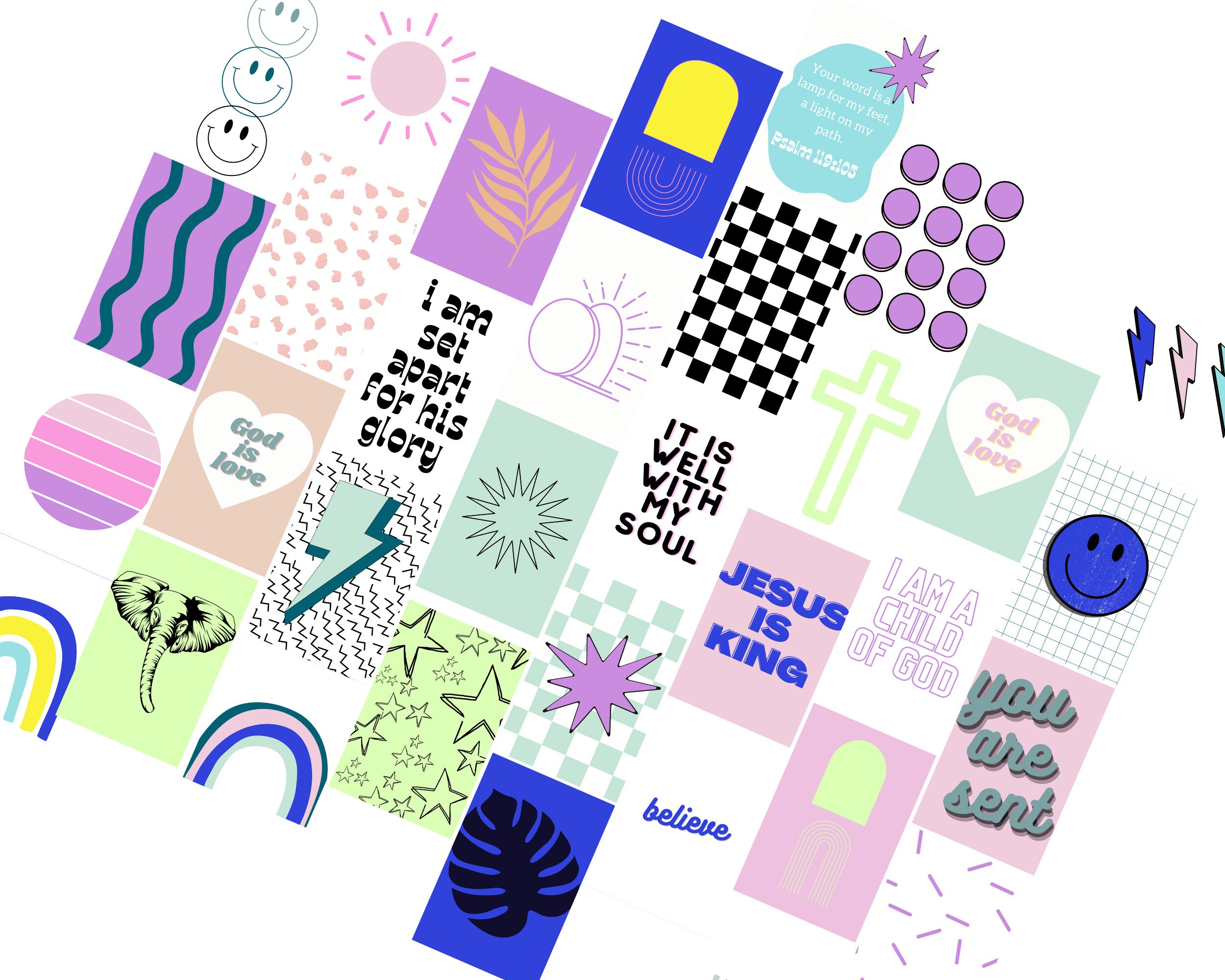 Spiritual Serenity: Christian Collage Kit-set of 50 Digital Prints ...