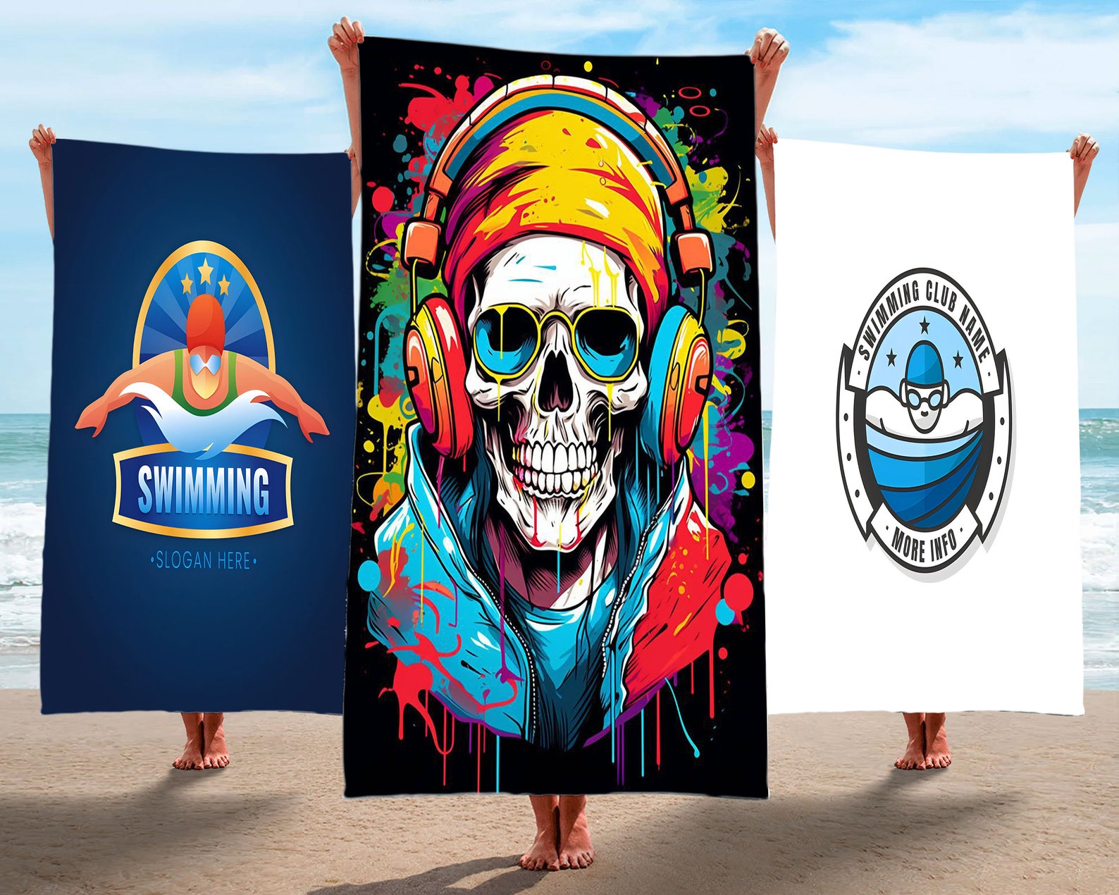 Custom Beach Towel With Logo, Logo Design on Towel, Football ...