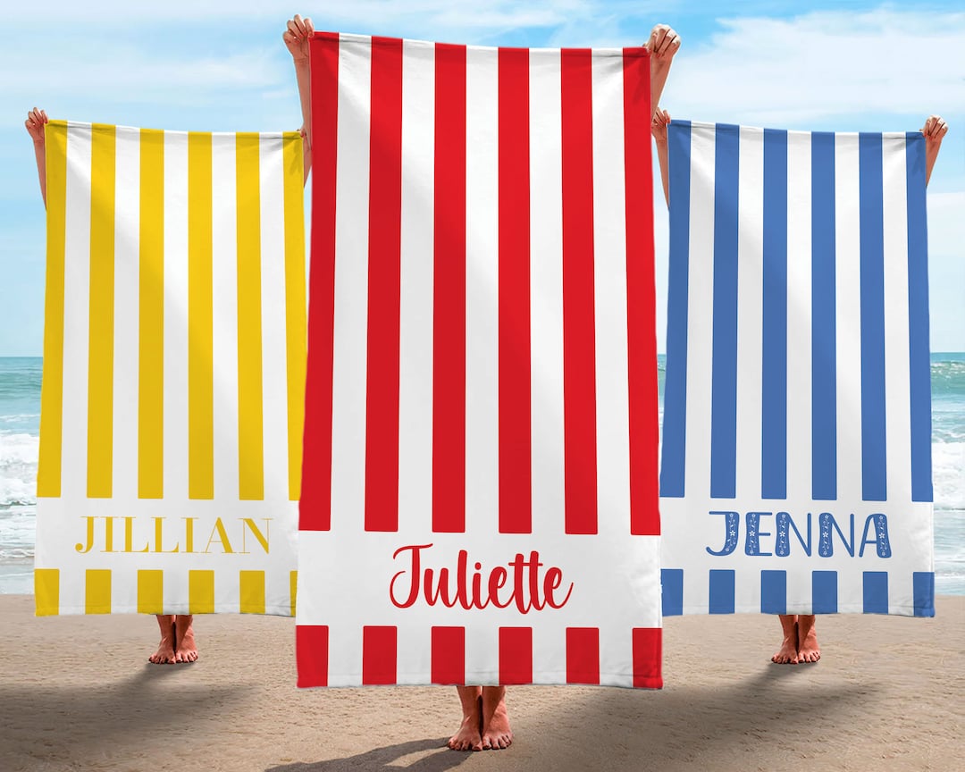 Striped Beach Towels Stripe Print Beach Towel Personalized Beach