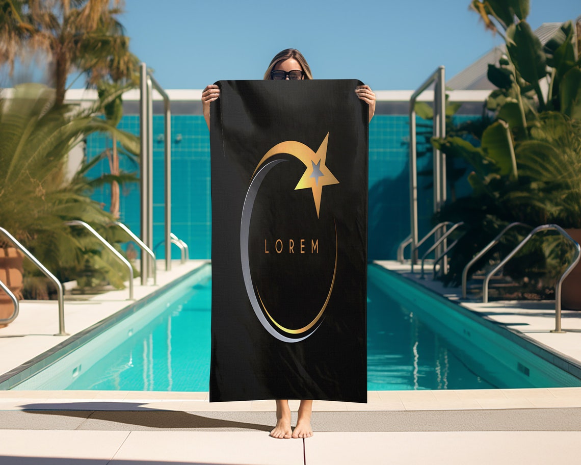 Custom Beach Towel With Logo, Logo Design on Towel, Football ...