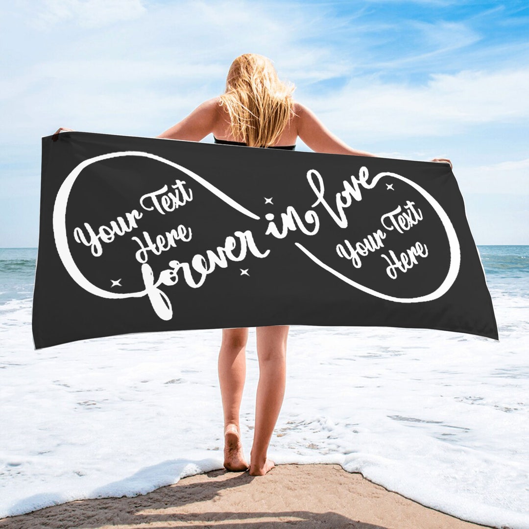 Personalized Bride Groom Beach Towel, Custom Infinity Towel, Bride Honeymoon Travel, Gift for ...