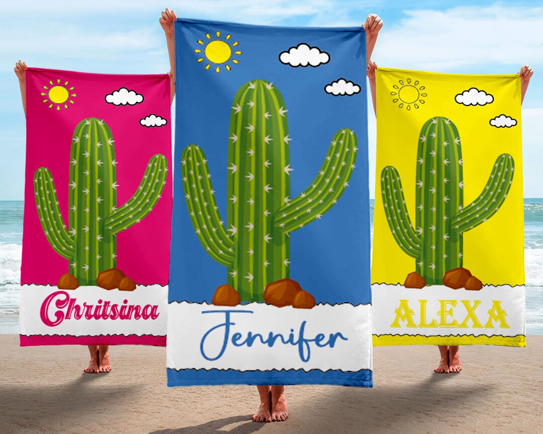 Cactus Towel, Cute Beach Towel, Beach Bachelorette Party Gifts ...