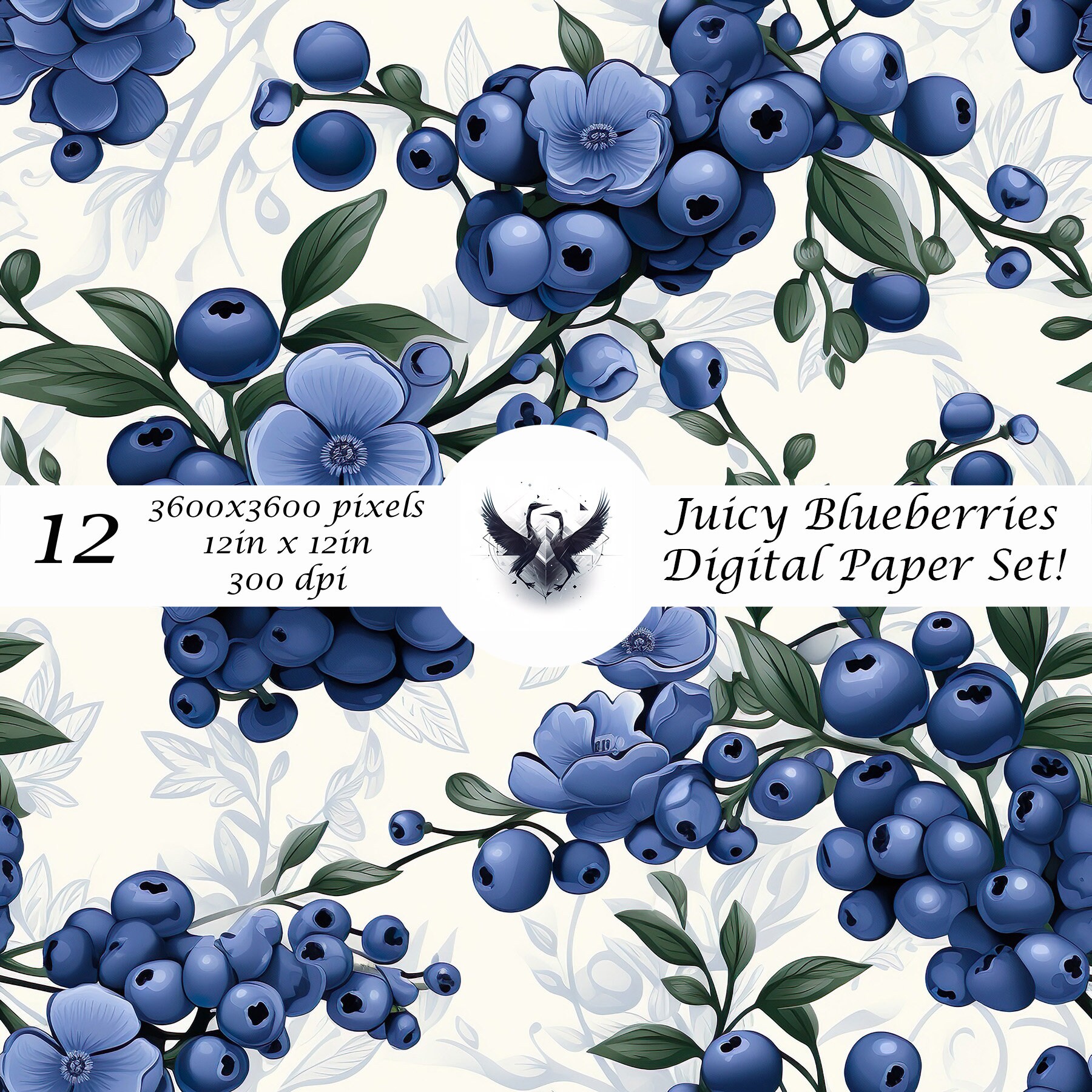 Juicy Blueberries Digital Paper Set - Etsy