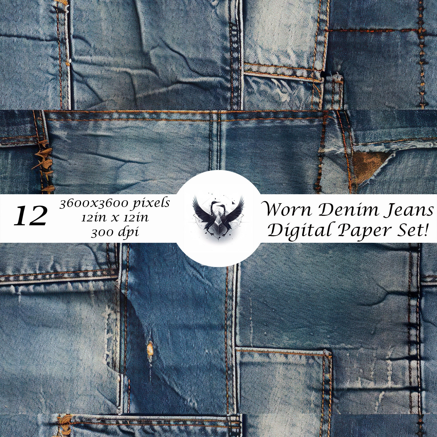 Denim Jeans Digital Paper Set - Etsy