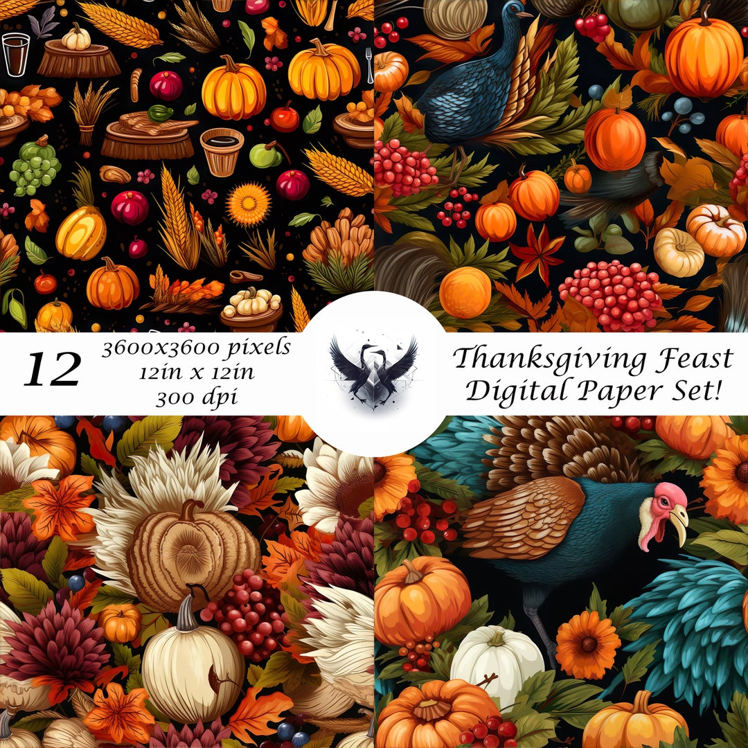 Thanksgiving Feast Digital Paper Set - Etsy