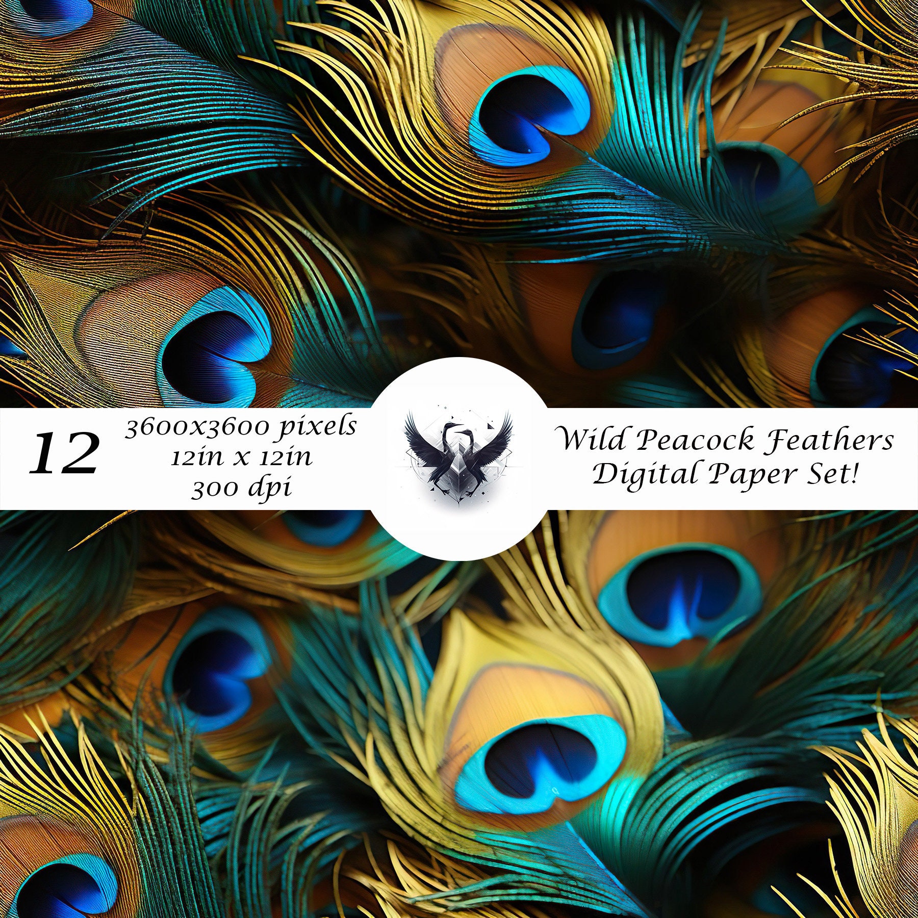 Peacock Feathers Digital Paper Set - Etsy