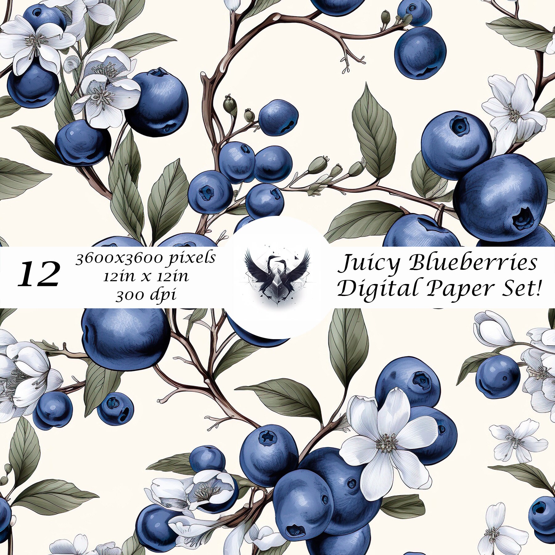 Juicy Blueberries Digital Paper Set - Etsy