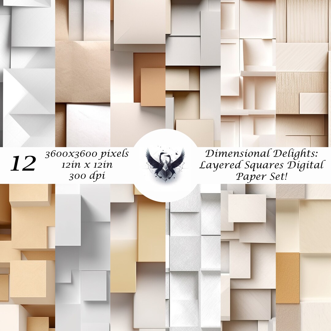 Dimensional Delights: Layered Digital Craft Paper Squares - Etsy