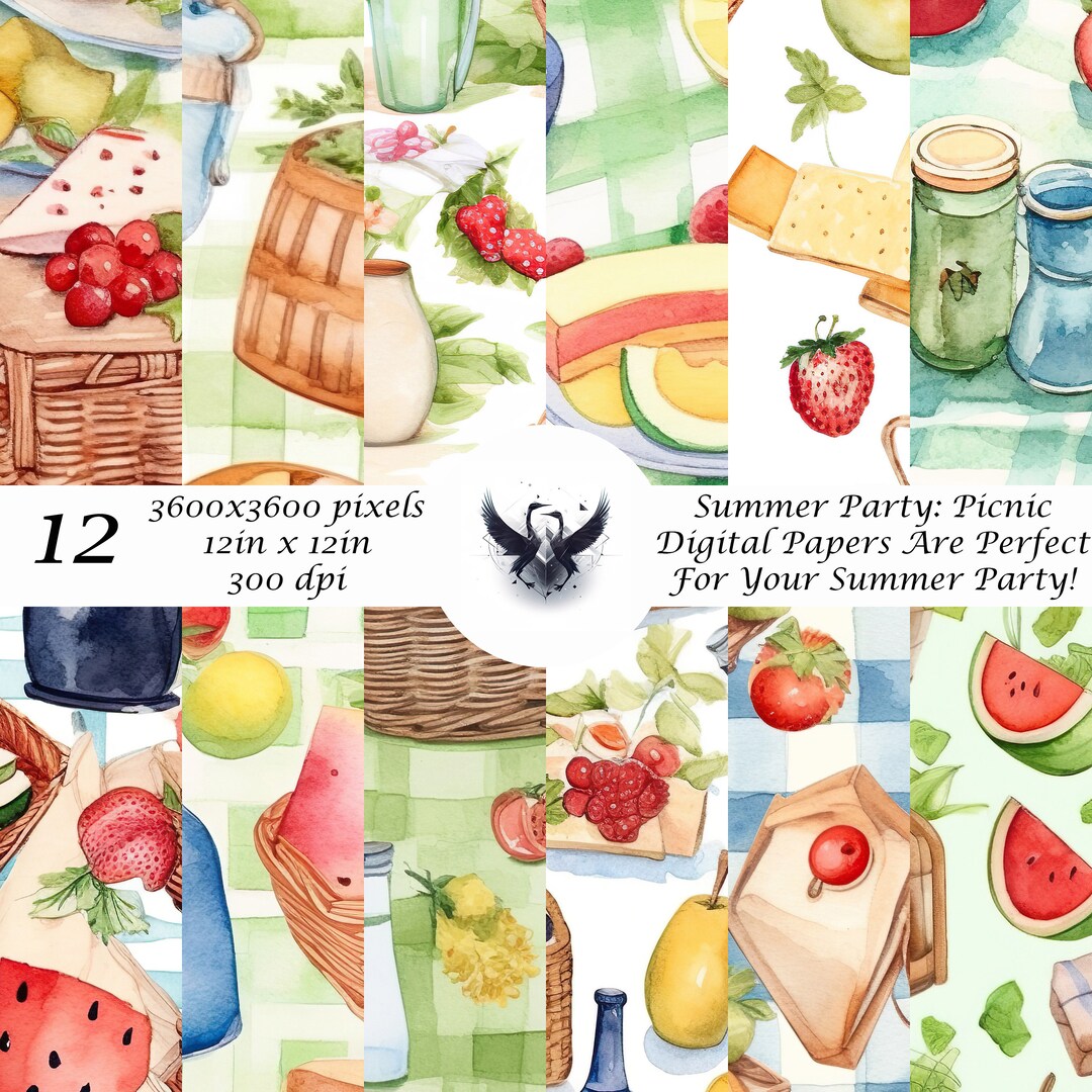 Summer Party: Picnic Digital Paper Set - Etsy