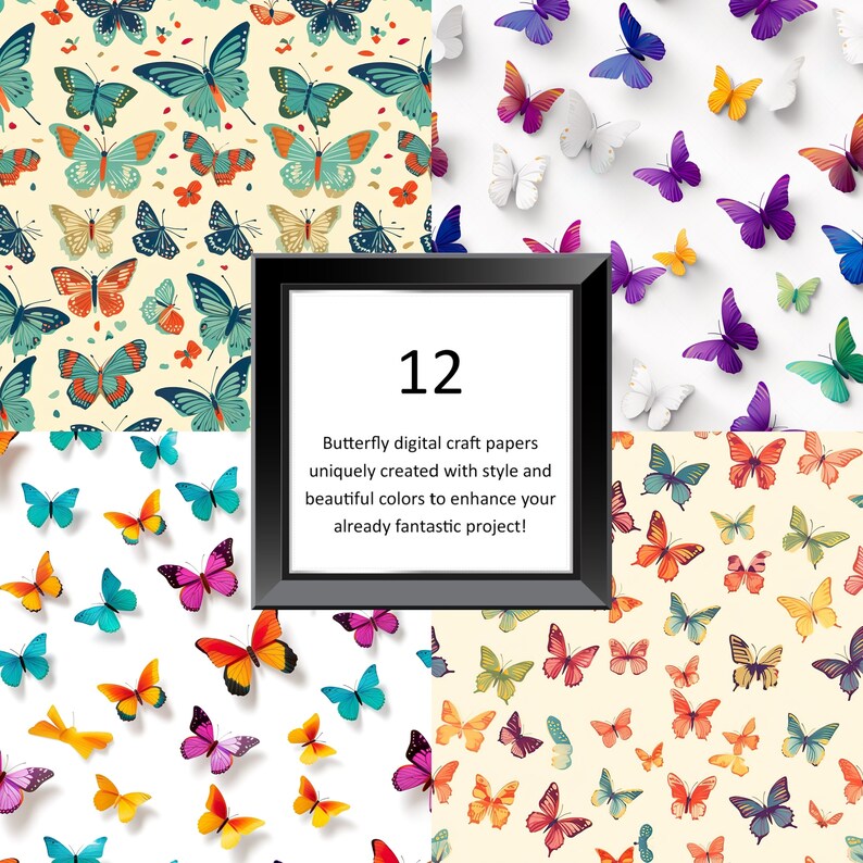 Fluttering Wings: Enchanting Butterfly Digital Craft Papers 12 ...