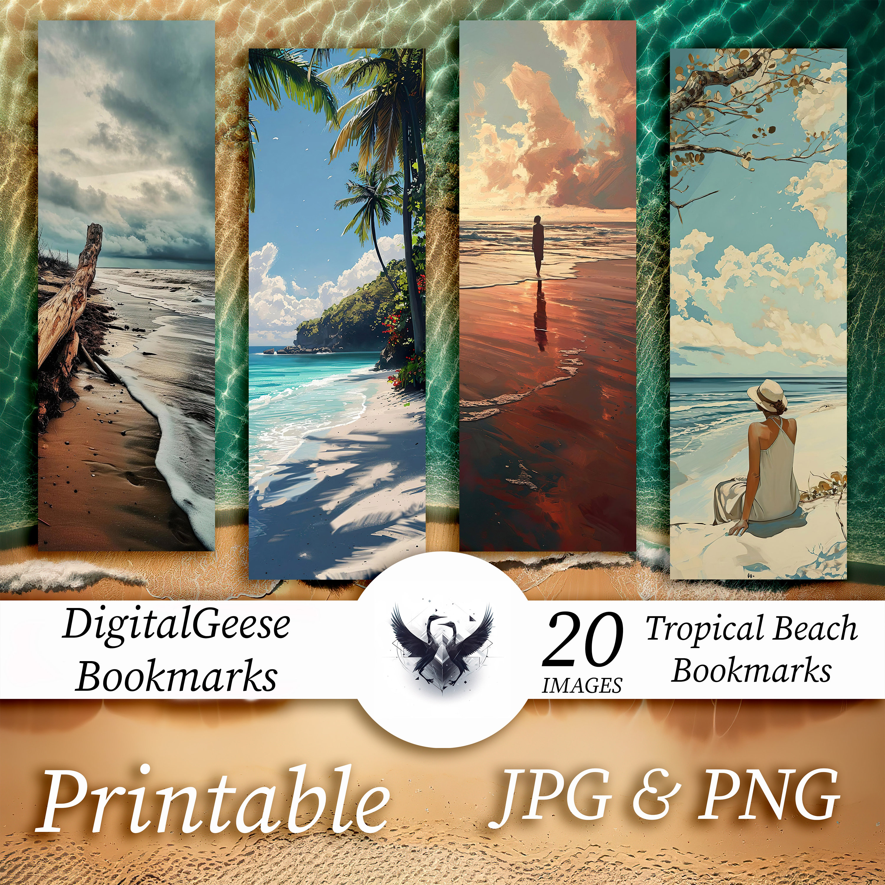 Printable Tropical Beach Bookmarks Set Perfect Gift for Book Lovers - Etsy
