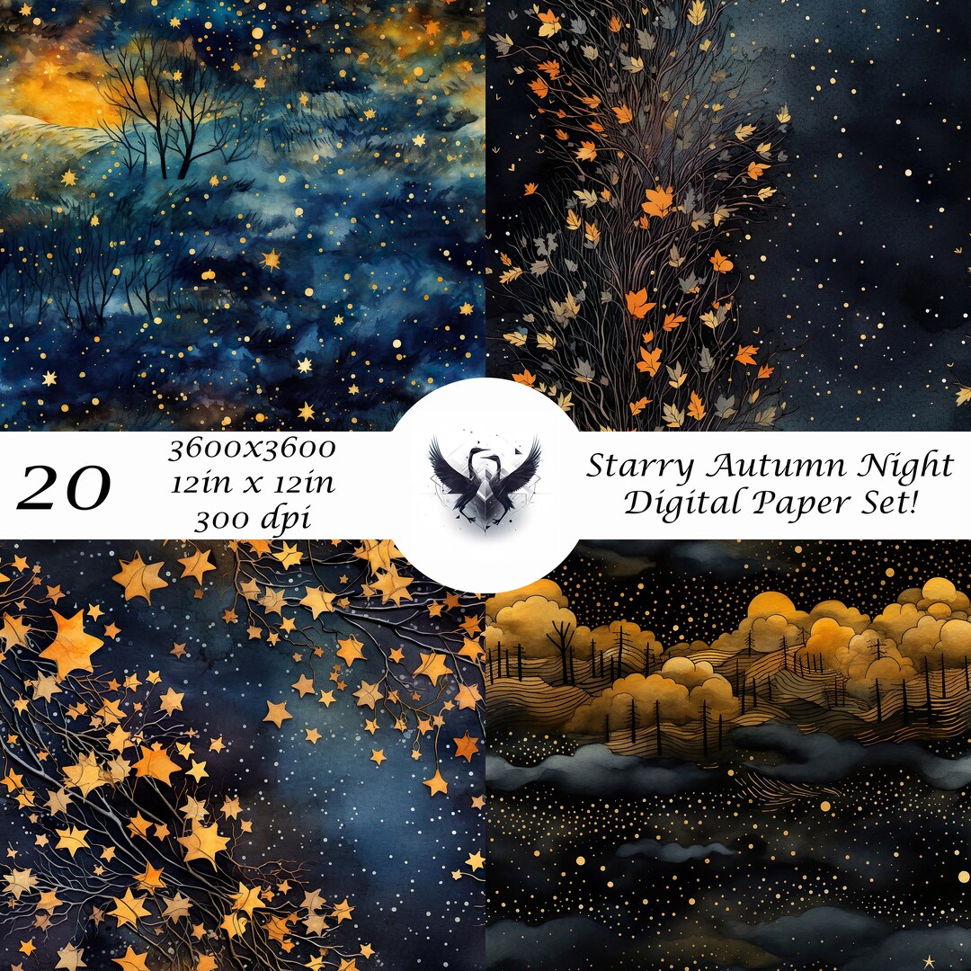 Starry Autumn Night Junk Journal Digital Paper Set - Etsy