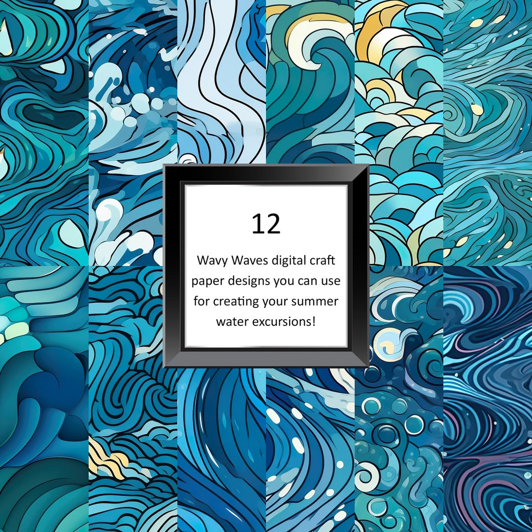 Oceanic Elegance: Ocean Wave Digital Papers Perfect for Your Projects ...