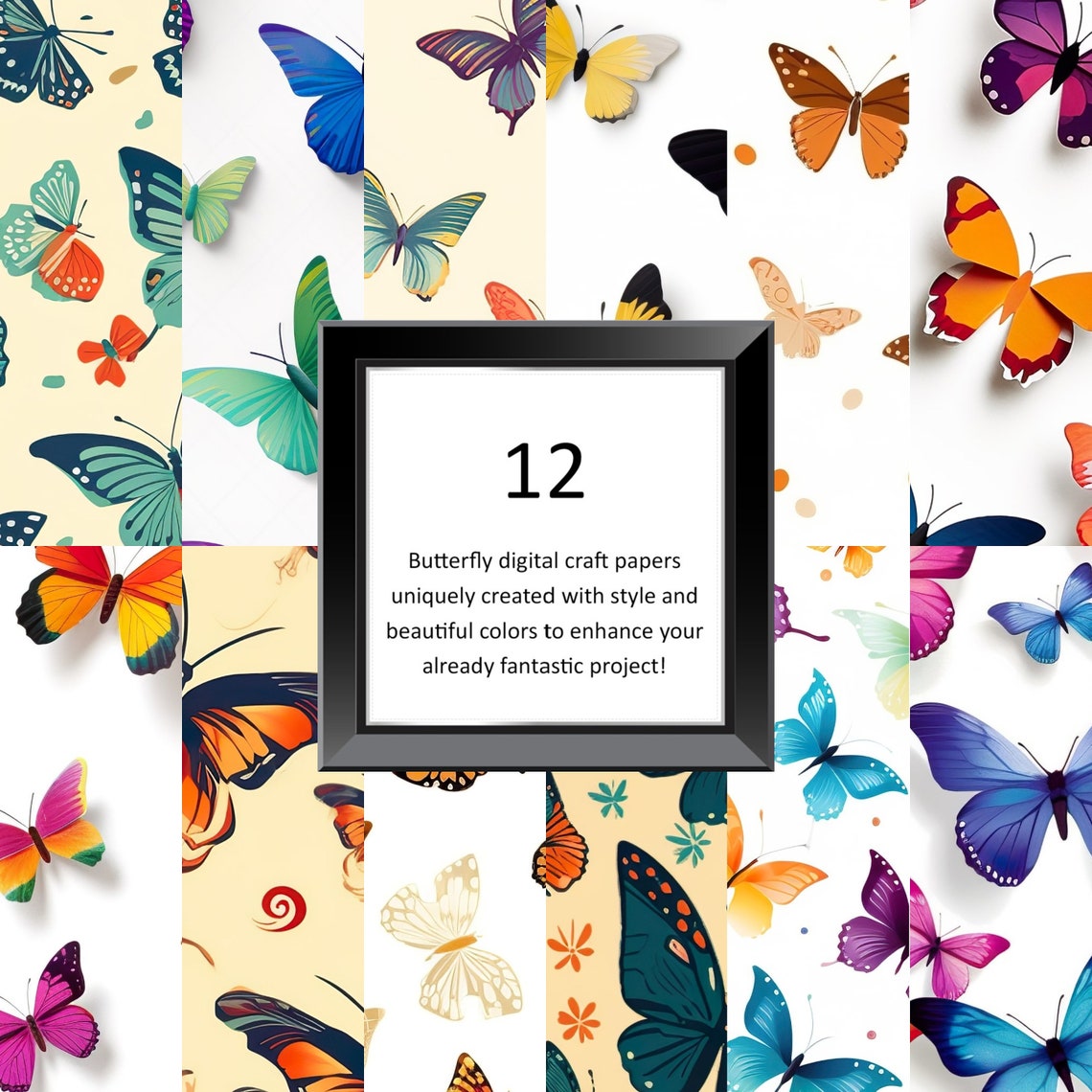 Fluttering Wings: Enchanting Butterfly Digital Craft Papers 12 ...