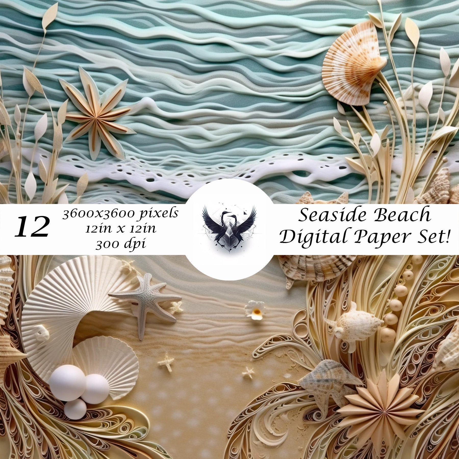 Seaside Beach Digital Paper Set - Etsy
