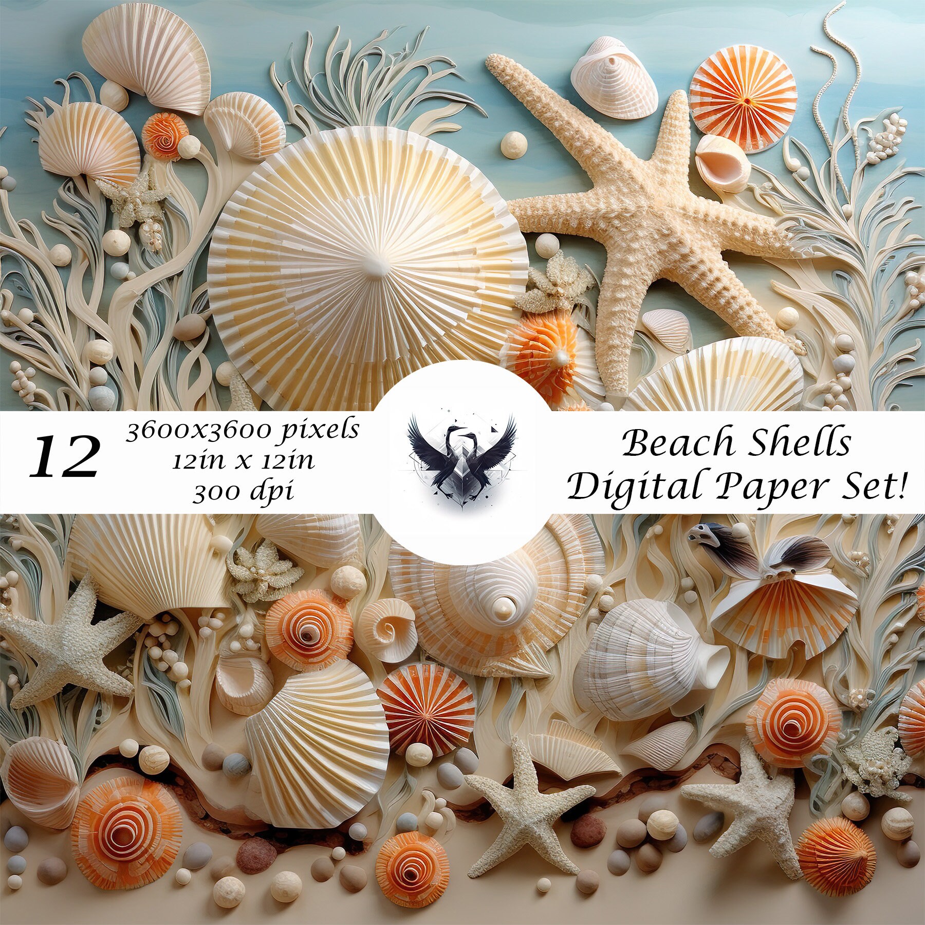 Beach Shells Digital Paper Set - Etsy