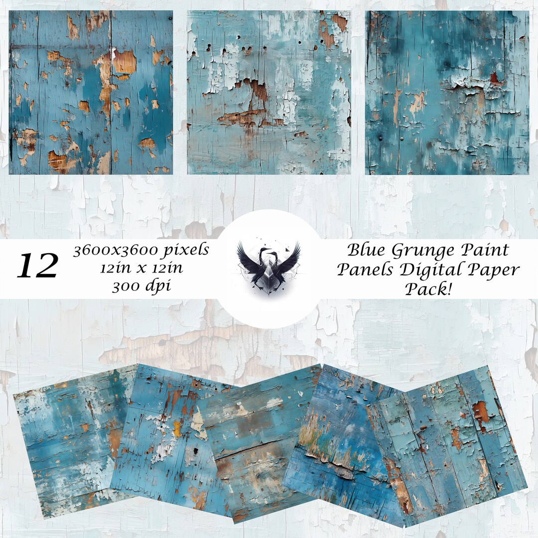 Blue Grunge Paint Panels Digital Paper Pack - Etsy