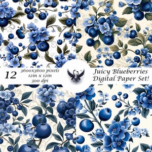 Juicy Blueberries Digital Paper Set - Etsy