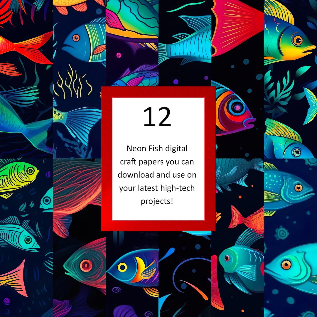 Neon Fins: Dive Into Brilliance With 12 Mesmerizing Neon Fish Digital ...