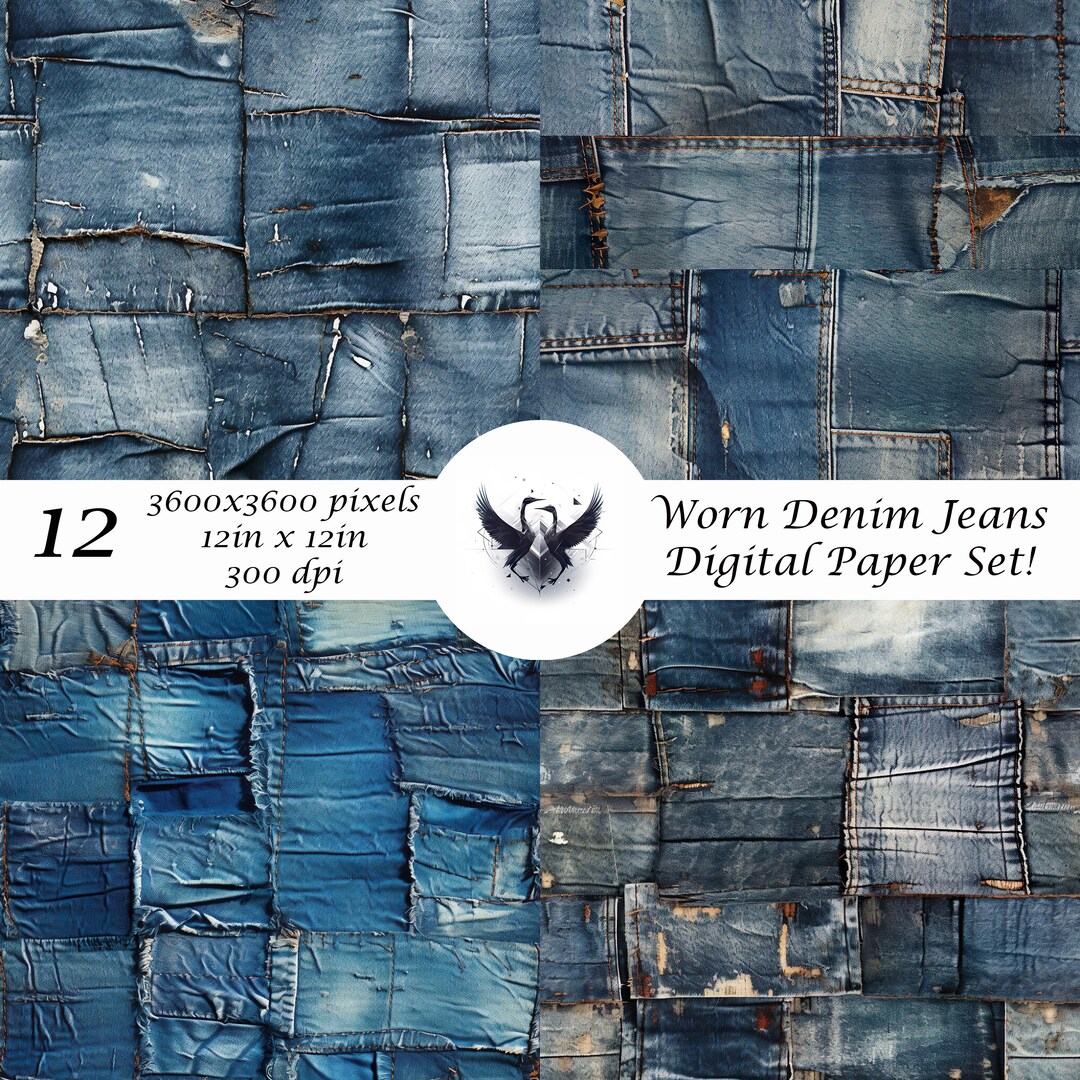 Denim Jeans Digital Paper Set - Etsy