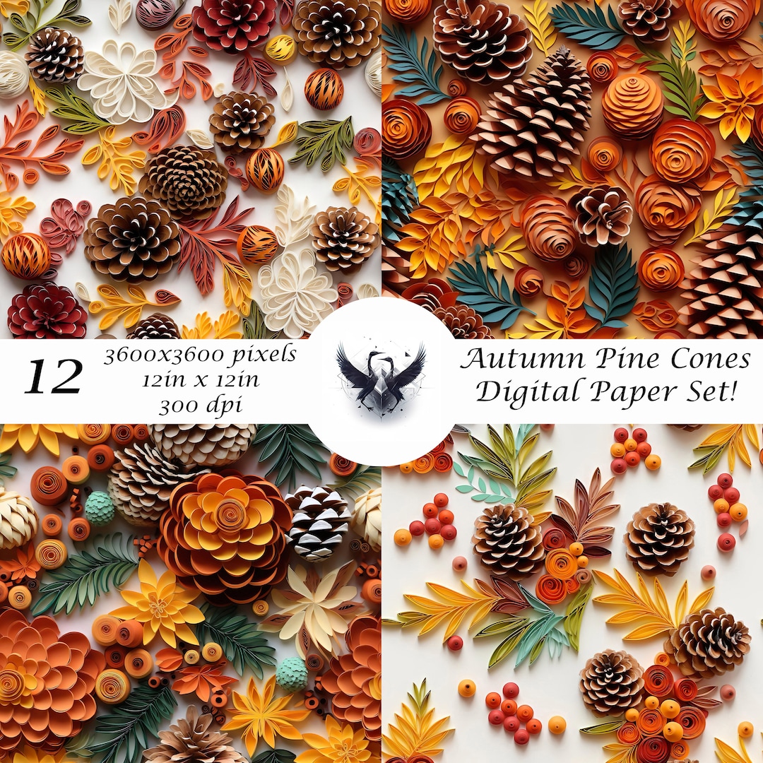 Autumn Pinecones Digital Paper Set - Etsy