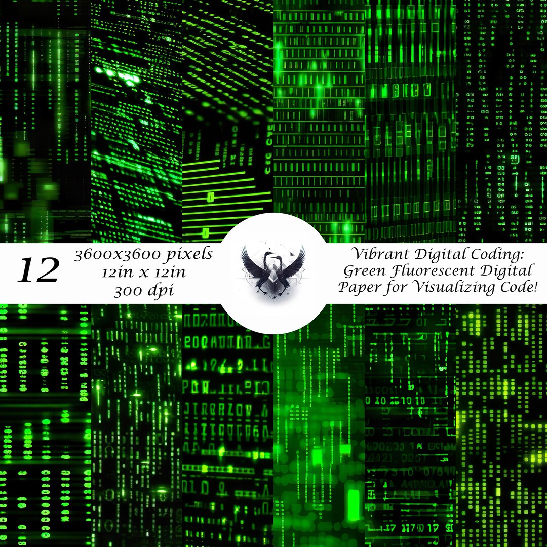 Vibrant Digital Coding: Green Fluorescent Digital Paper Set for ...