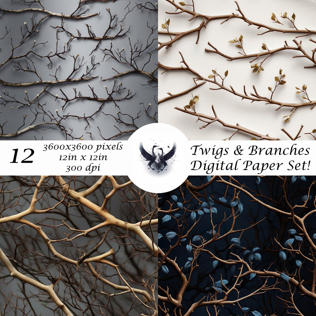 Twigs Branches Digital Paper Set - Etsy