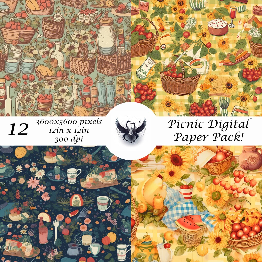 Picnic Party Digital Paper Pack - Etsy