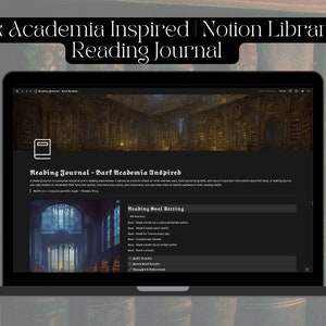 Dark Academia Inspired Reading Journal Notion Library Digital Reading ...