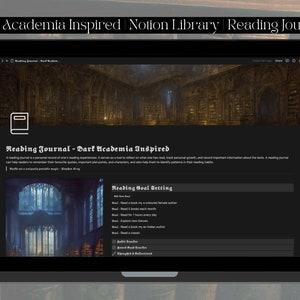 Dark Academia Inspired Reading Journal Notion Library Digital Reading ...