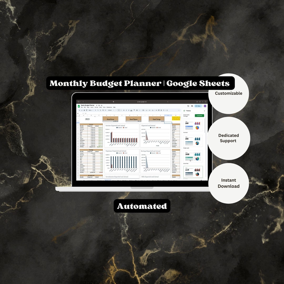 Monthly Digital Planner Google Sheets Budget Planner Printable - Etsy
