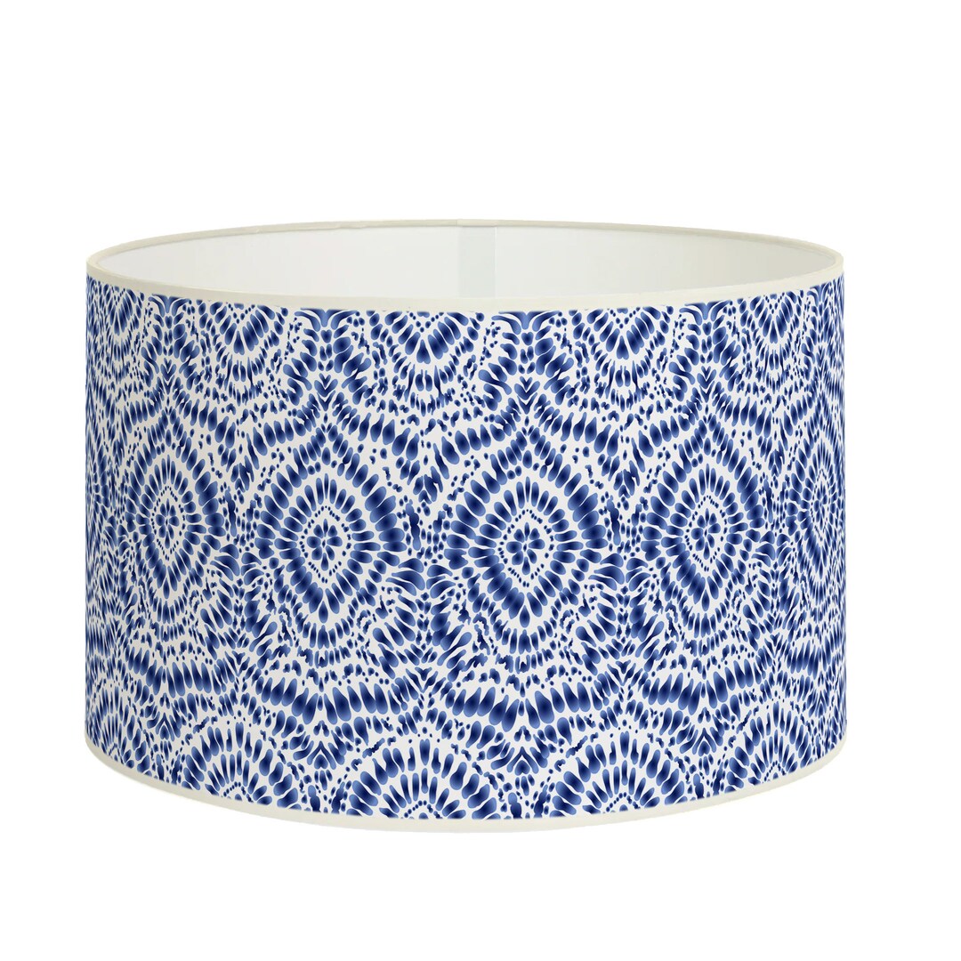 Lampshade for Lamp or Ceiling Suspension - Motifs Blue, Batik Tie Dye ...