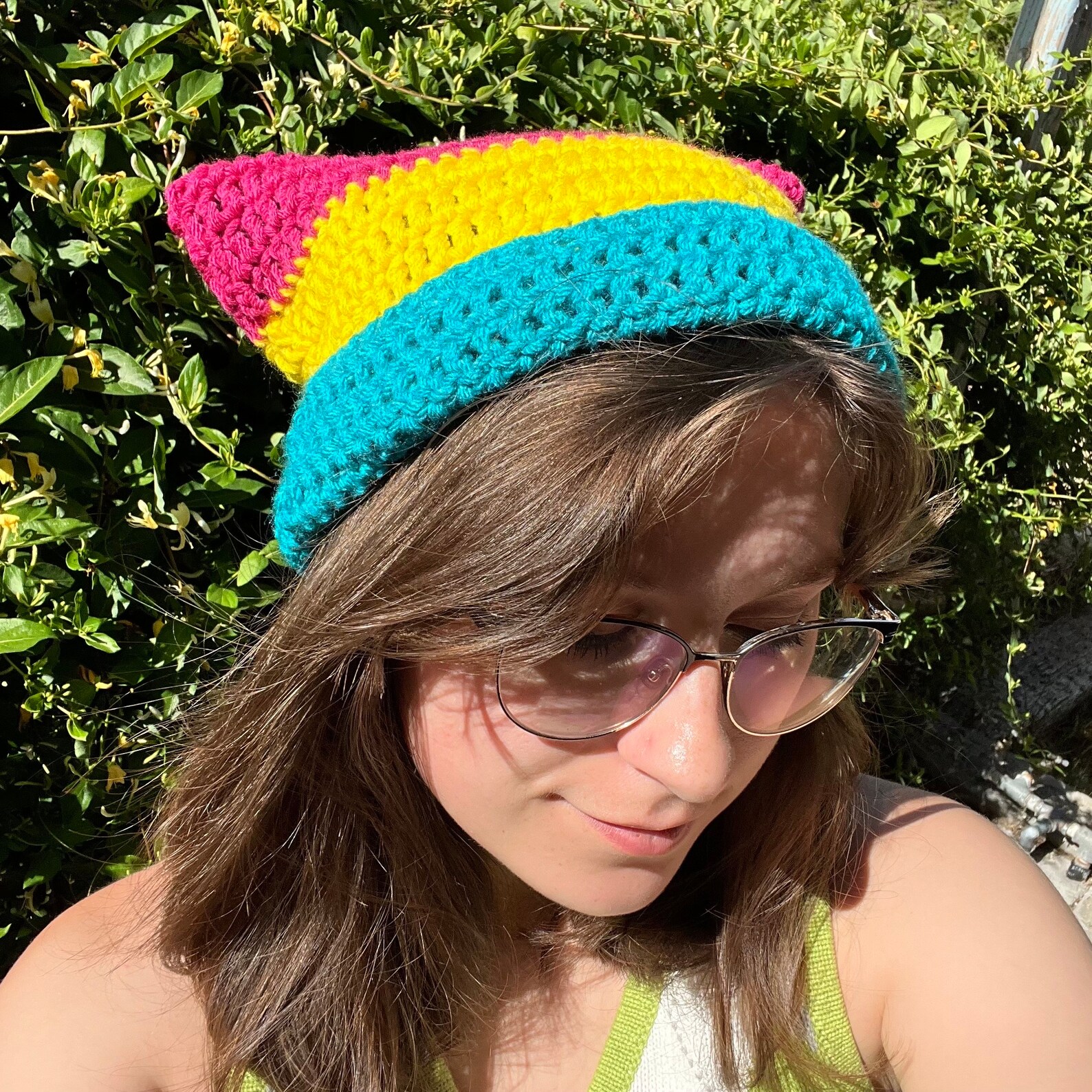 Crochet Pansexual Pride Flag Cat Ear Beanie, Kitty Beanie, Cat Beanie ...