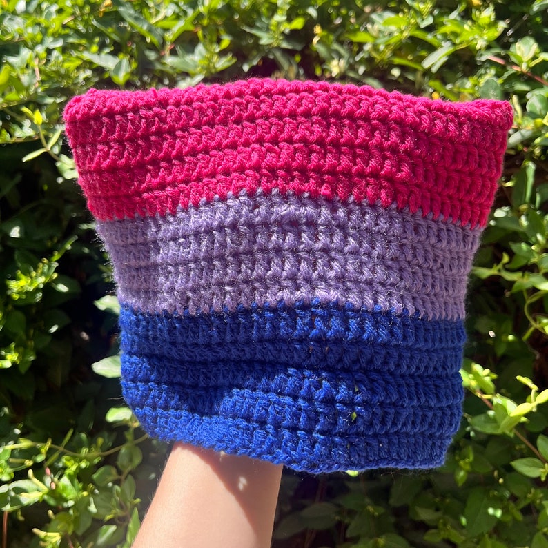 Crochet Bisexual Pride Flag Cat Ear Beanie, Kitty Beanie, Cat Beanie ...