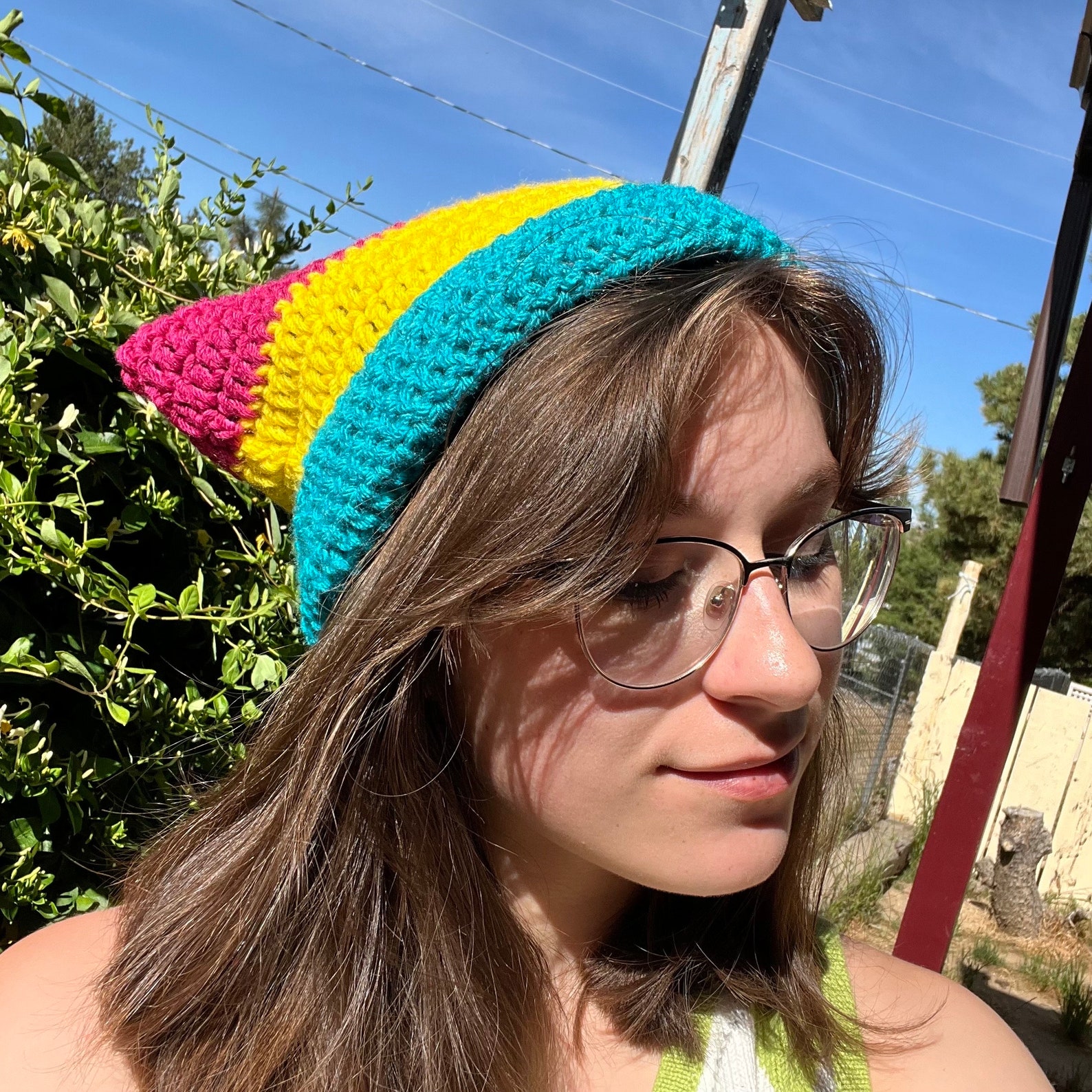 Crochet Pansexual Pride Flag Cat Ear Beanie, Kitty Beanie, Cat Beanie ...