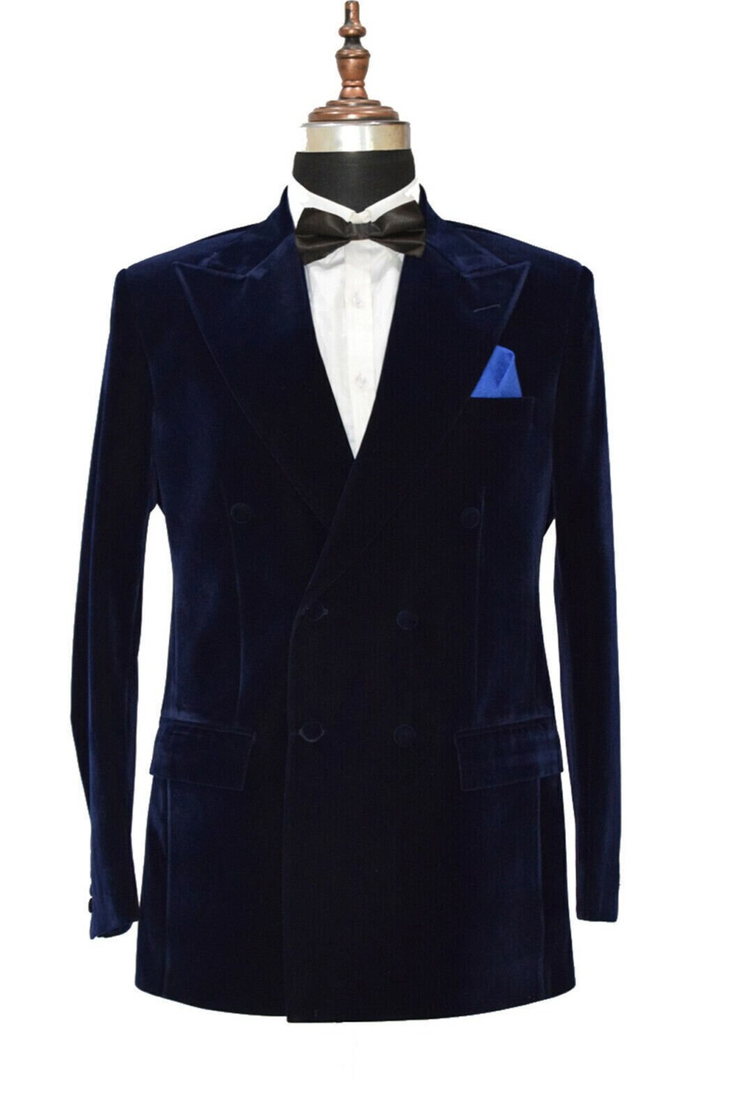 Men Navy Blue Smoking Velvet Jacket Blazer Designer Double Breasted ...