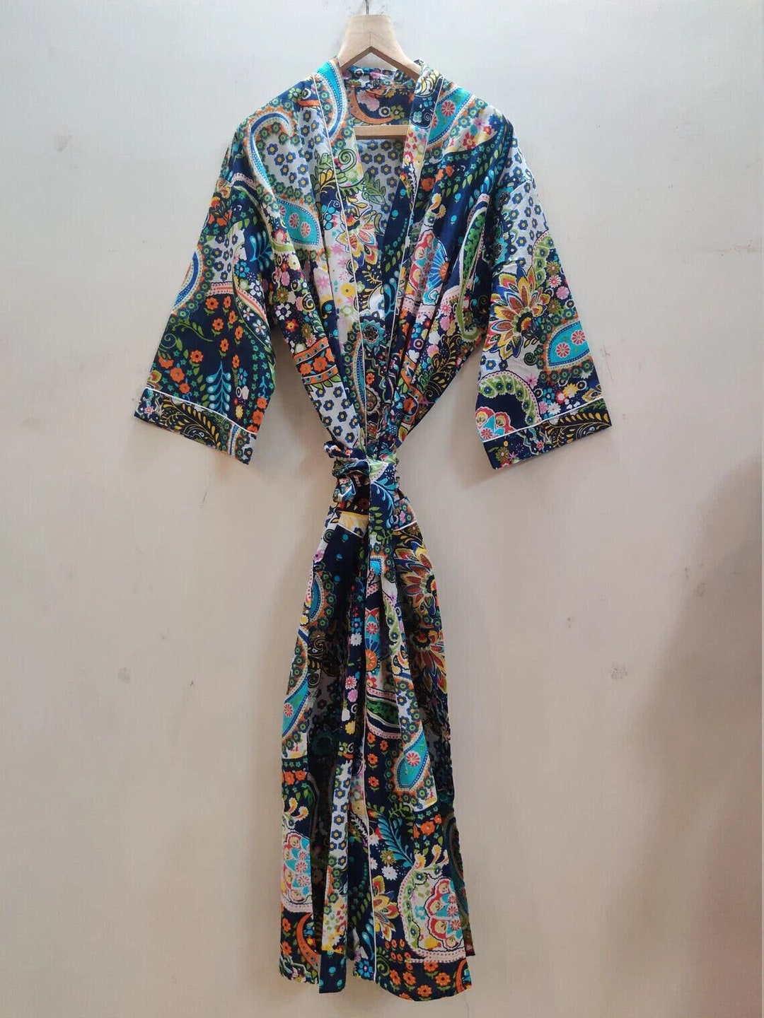 Kimono Robes Paisley Print Shower Bathrobes Bikini Beach Cover up Women ...