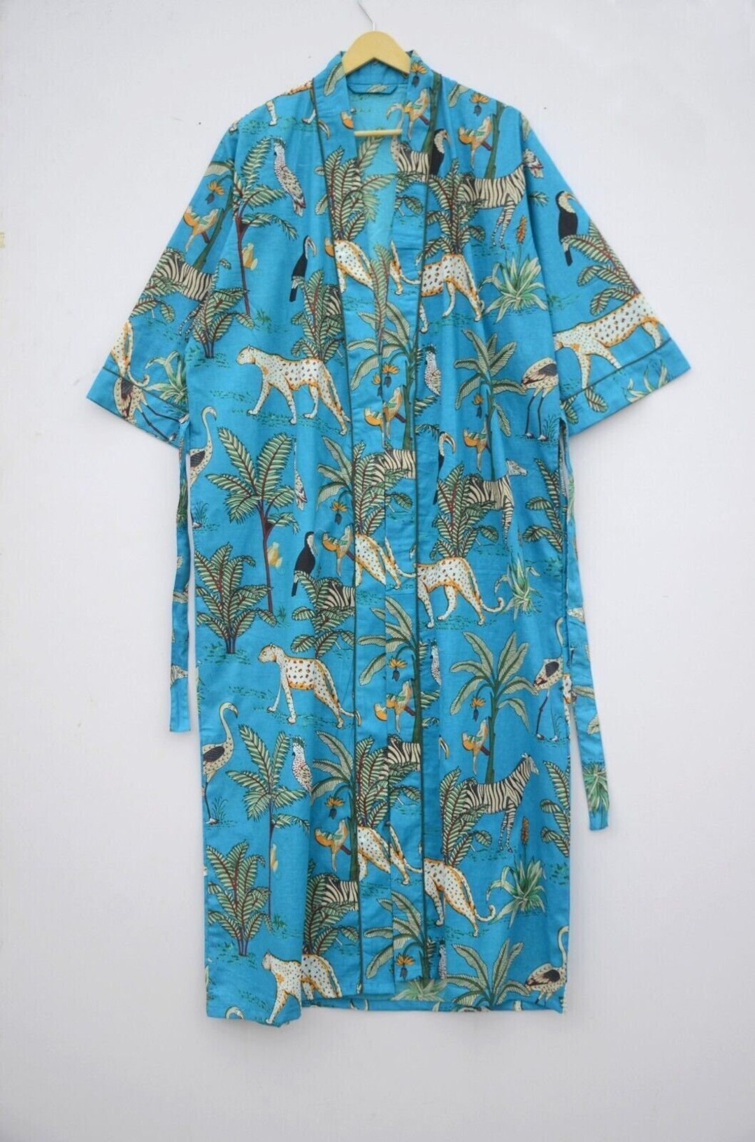 Indian Jungle Block Print 100% Cotton Robe Soft and - Etsy