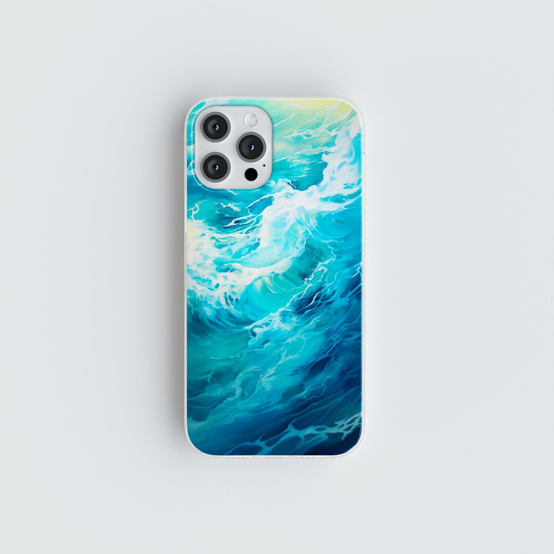 Wave Phone Case iPhone 15 Beach Vibes Blue Teal Coastal Water - Etsy