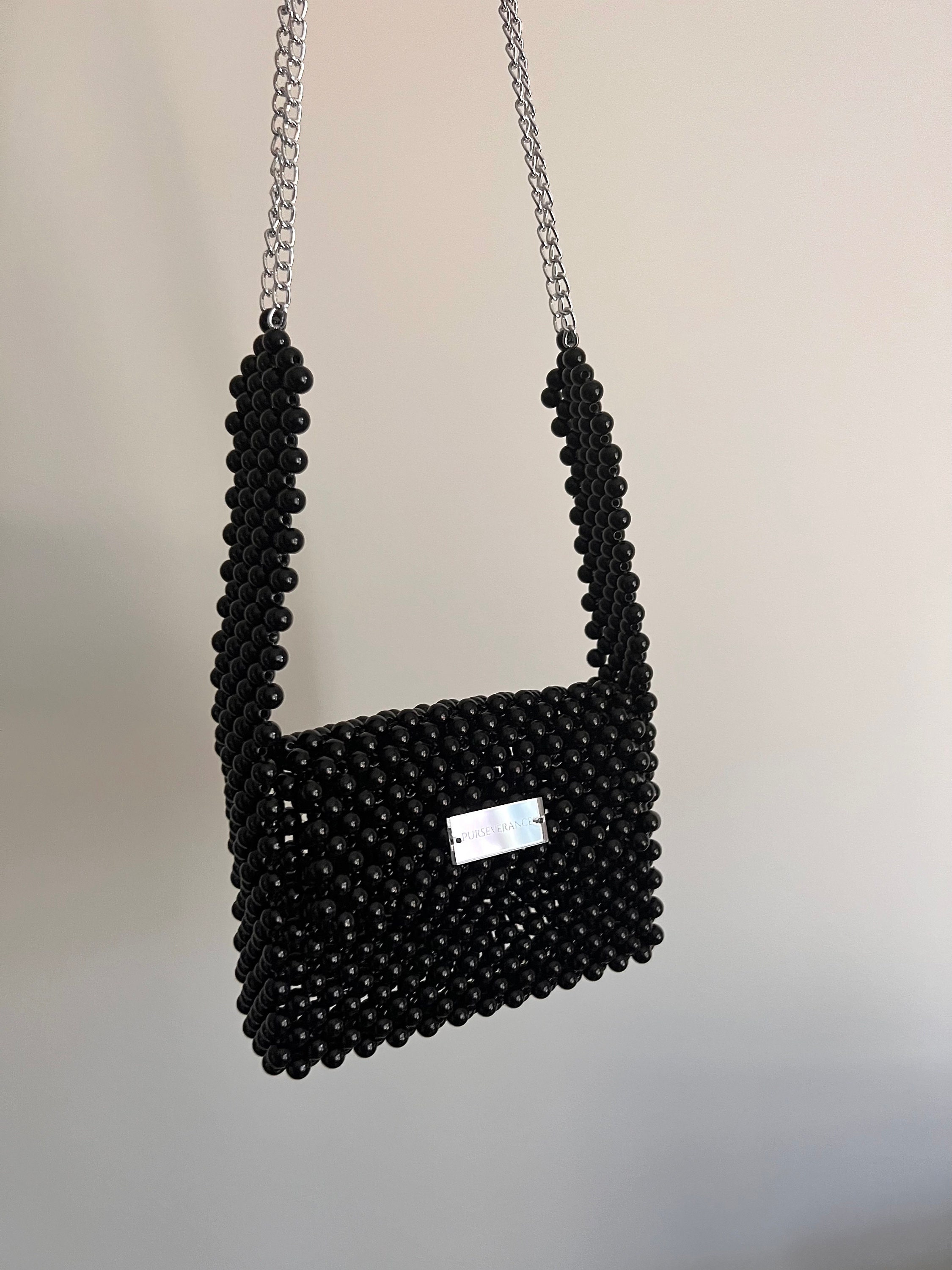 Small Black Bead Bag, Acrylic Bead Bag, Bag for Party, Casual Bag, Unique Gift, Special Gift ...